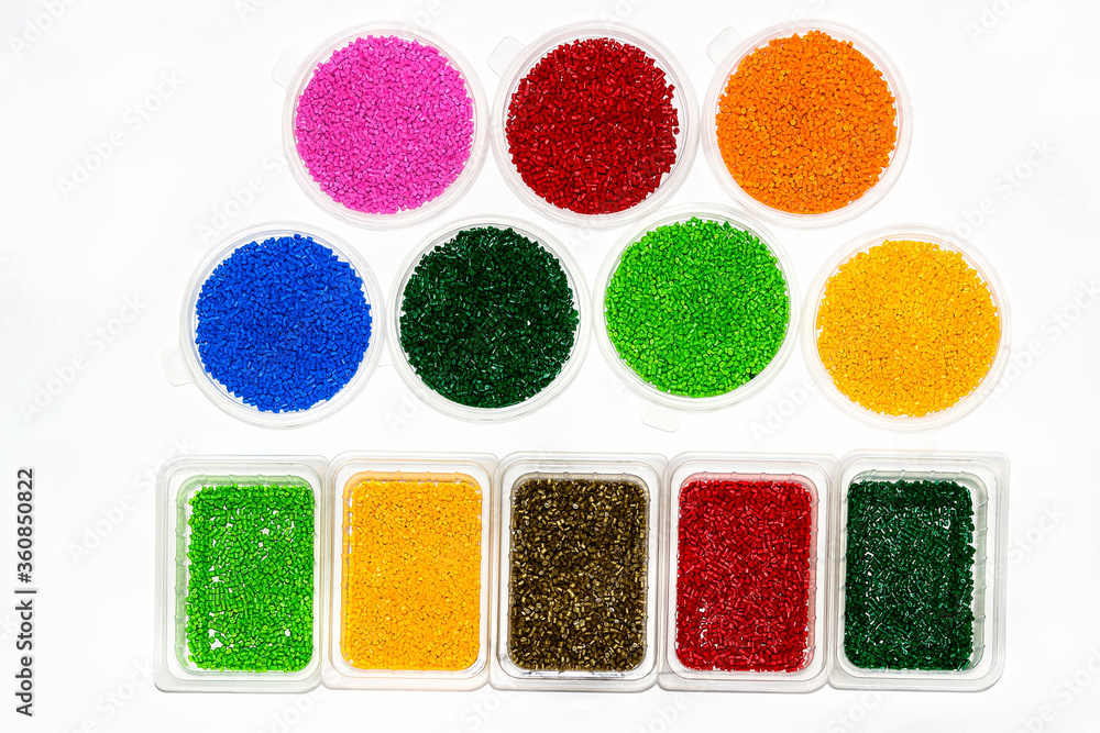 Polymeric dye. Colorant for plastics. Pigment in the granules. Stock ...