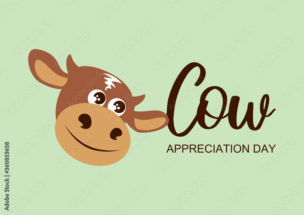 Cow Appreciation Day vector. Happy cow icon vector. Cute smiling calf ...