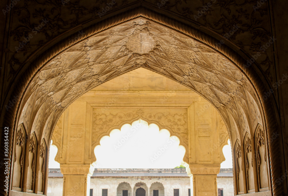 Agra Fort is a historical fort in the city of Agra of India. Stock ...