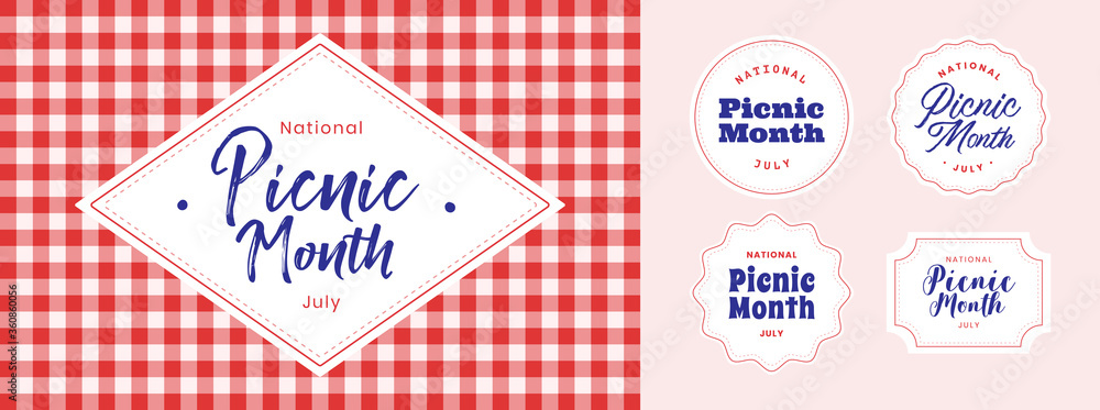 National Picnic Month. July. Banners, posters, template, set ...