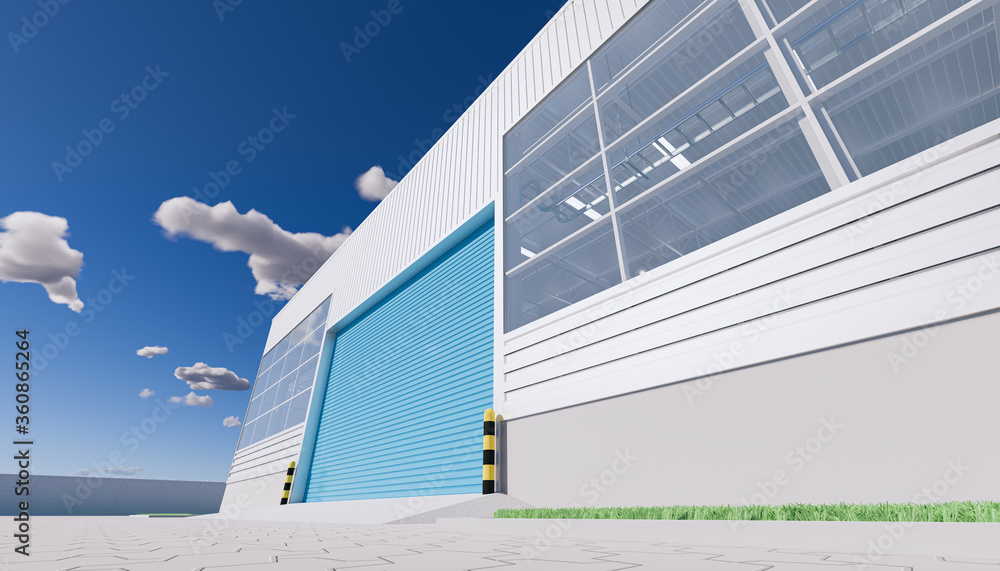 Warehouse or industry building exterior. Use as distribution center for ...