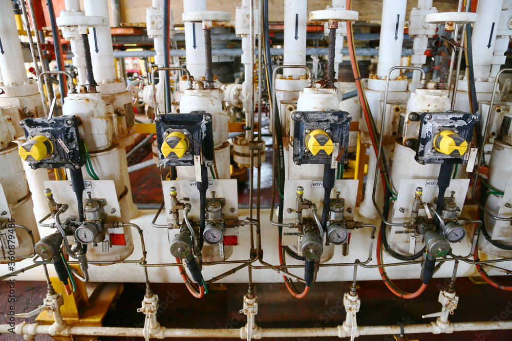 Manifold line of oil and gas production which controlled by program or ...