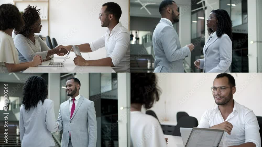 Candidate and employer having job interview, meeting in office, shaking ...