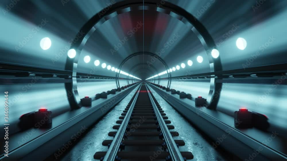 3D rendered Animation of a subway train journey underground. Stock ...