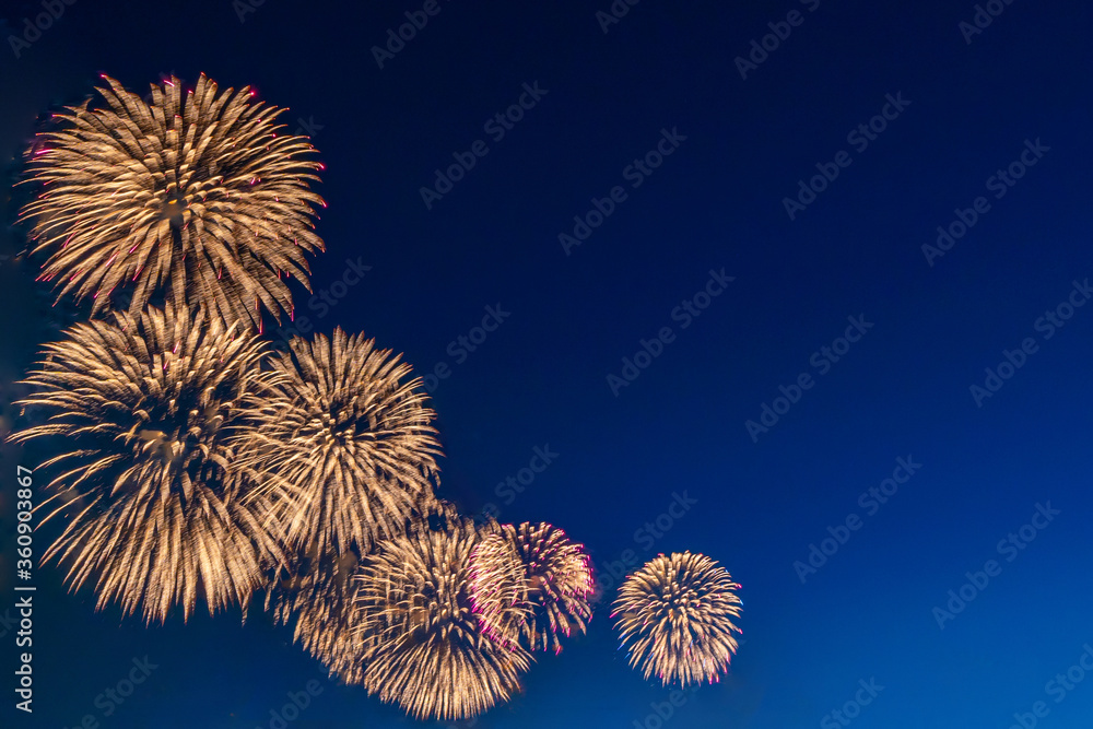 Isolates set of fireworks over the night blue sky background. Amazing ...
