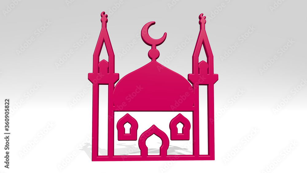 mosque from a perspective on the wall. A thick sculpture made of ...