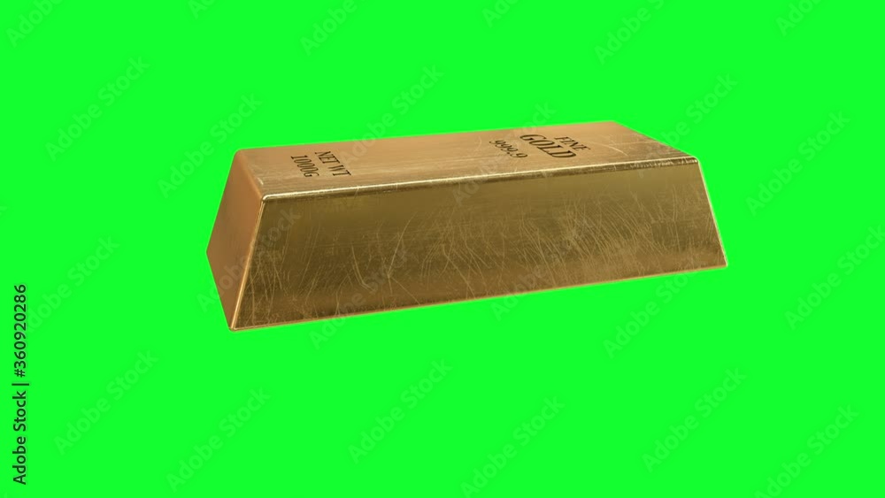 gold bar rotate. realistic animation. Green screen 4k footage Stock ビデオ ...