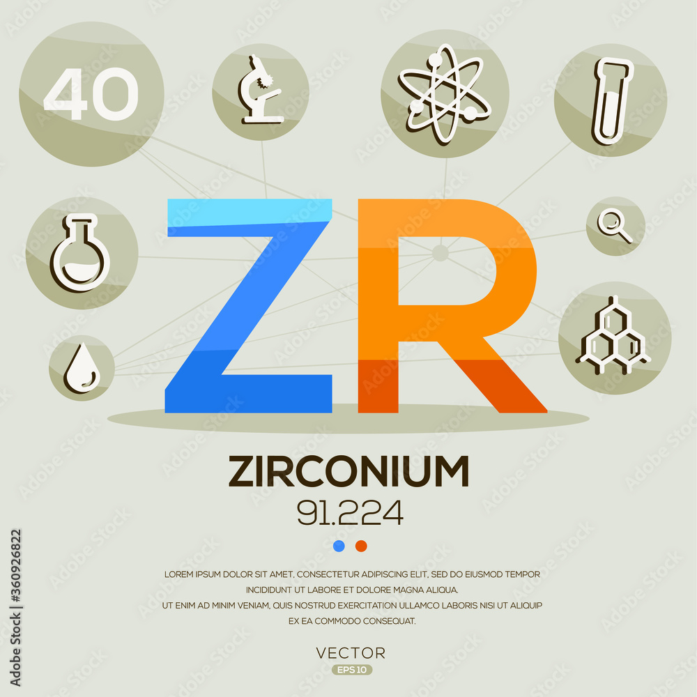 Zr (Zirconium)The periodic table element,letters and icons,Vector ...