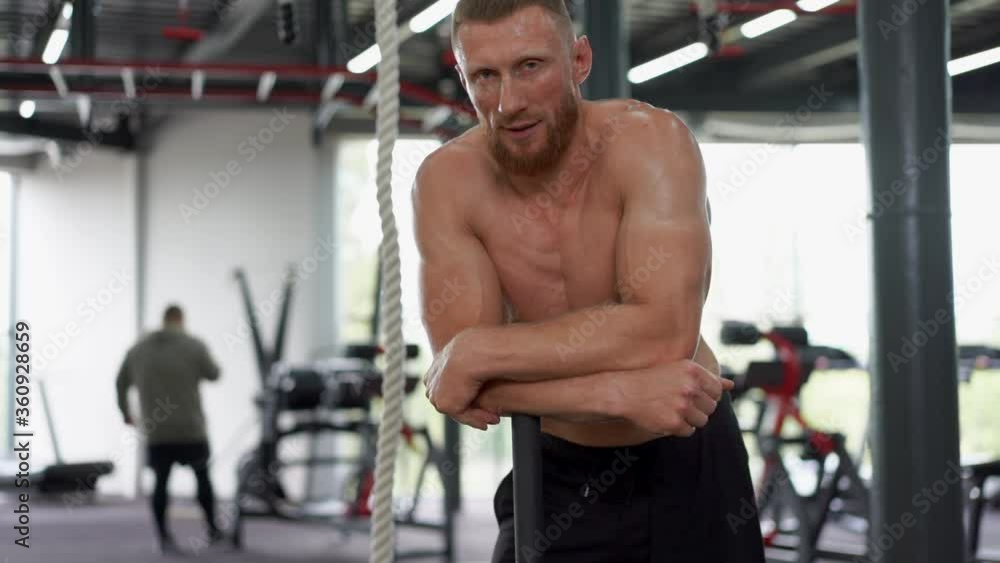 Athlete sportive man gym Middle adult handsome sportsman bodybuilder ...