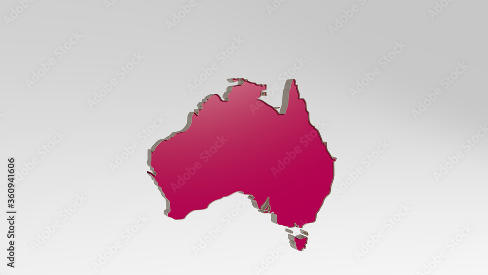 AUSTRALIAN MAP from a perspective on the wall. A thick sculpture made ...