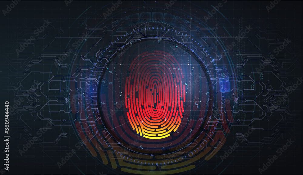 Fingerprint scanning security system concept on technology background ...