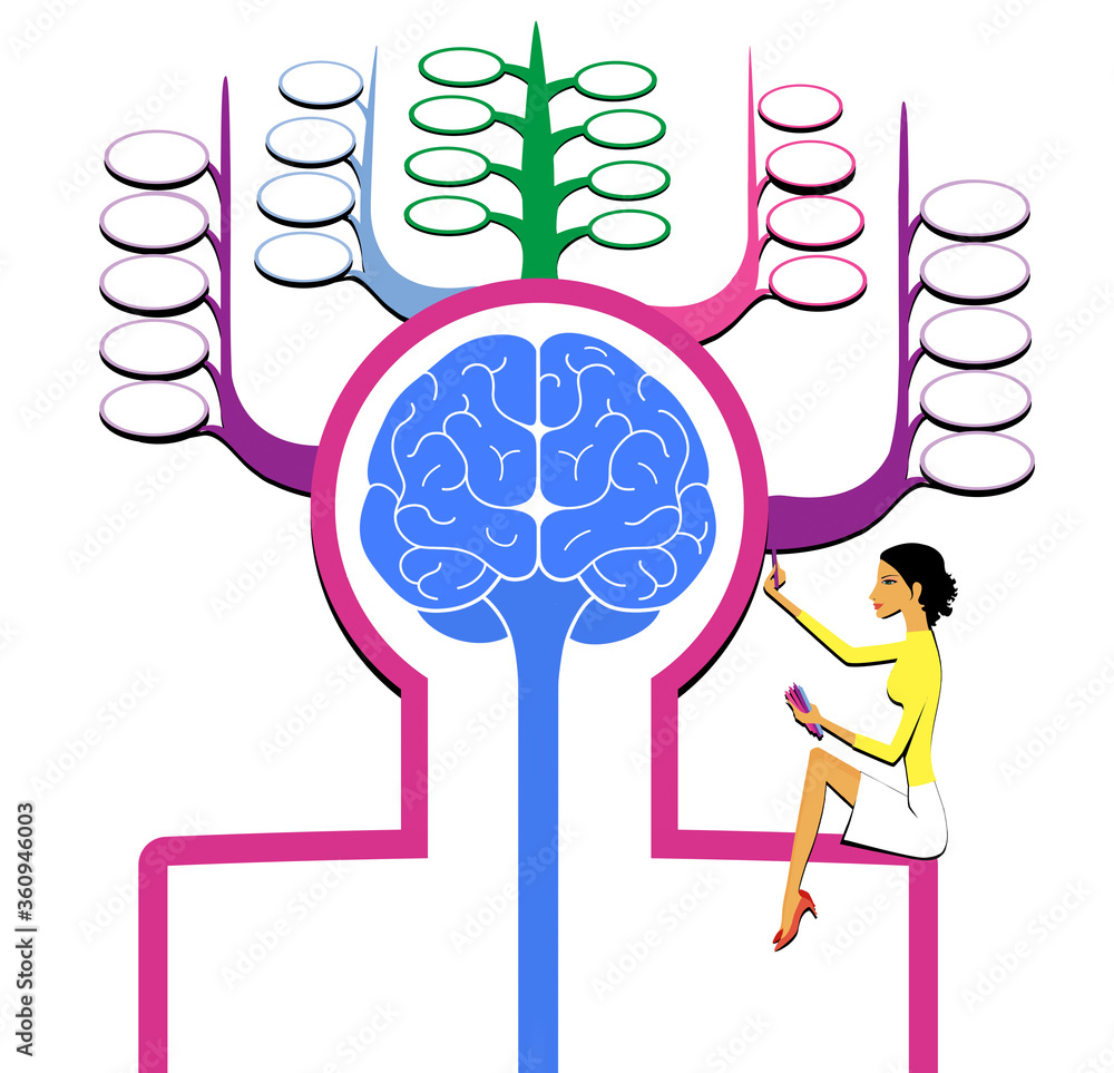 Sign silhouette of a man with a brain front view. Memory cells. The ...