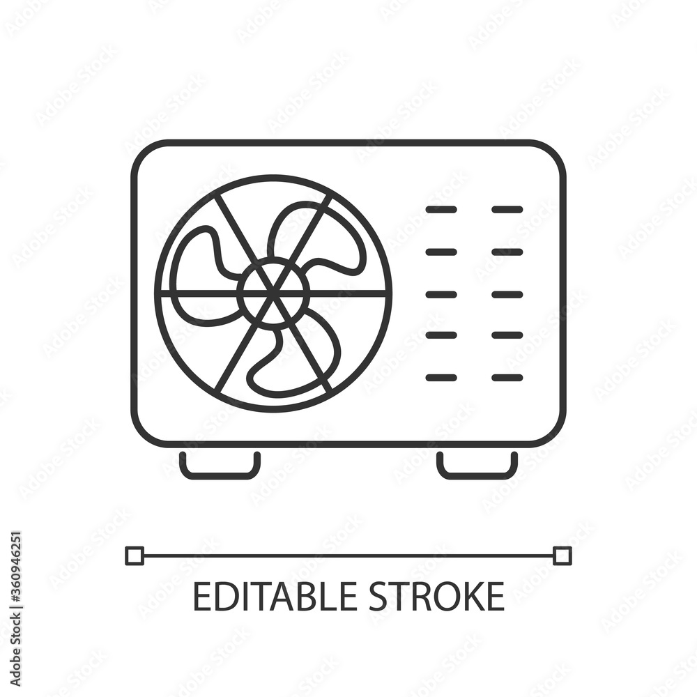 Split air conditioner linear icon. Interior environment refrigeration ...