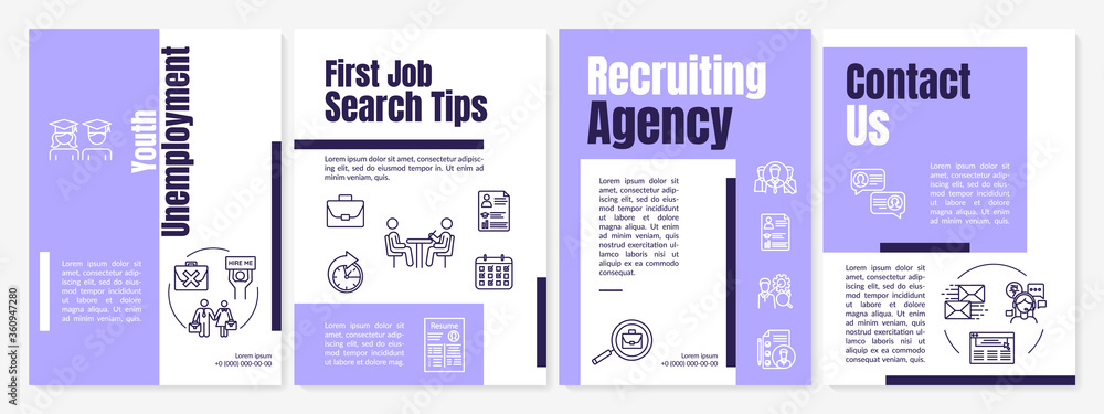 Youth unemployment problem brochure template. Headhunting agency flyer ...