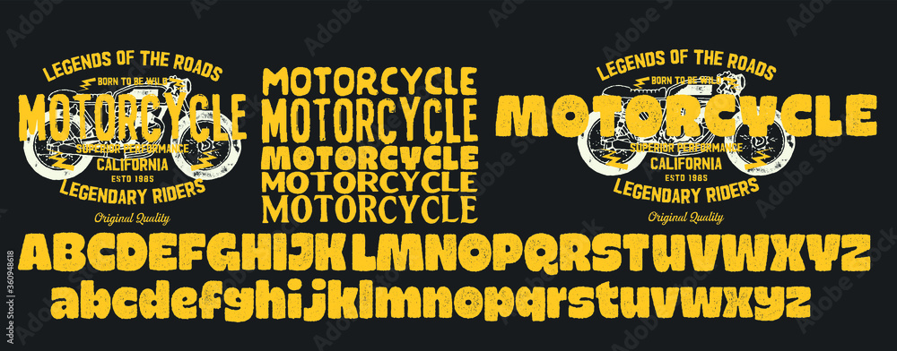 Motorcycle club community logo design.Decorative font. Letters, Numbers ...