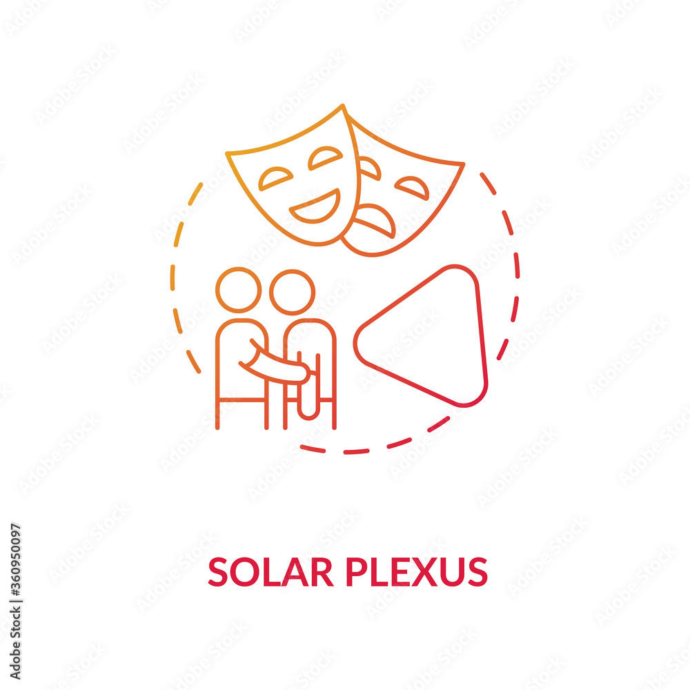 Solar Plexus red gradient concept icon. Self awareness center. Channel ...