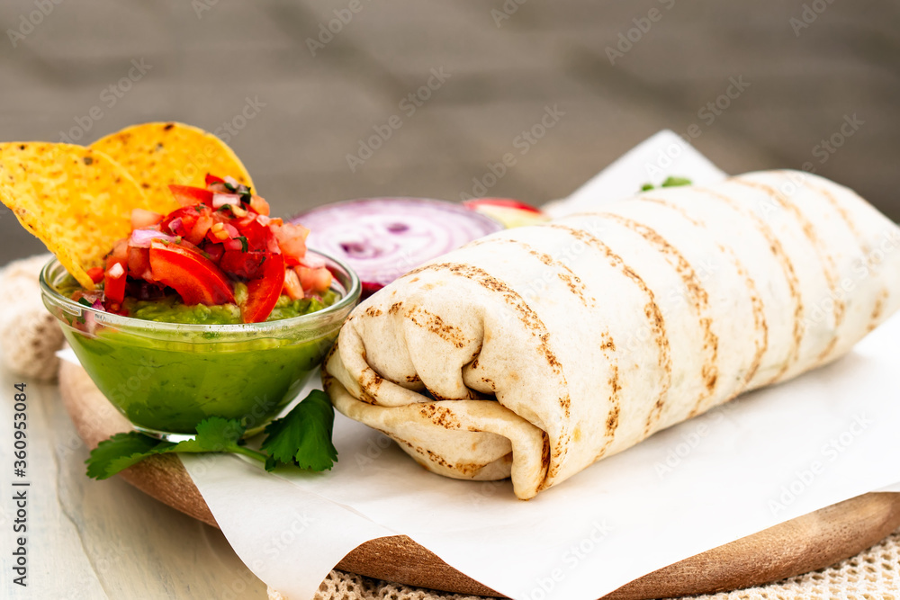 Mexican traditional authentic homemade Burrito with pulled pork beef ...