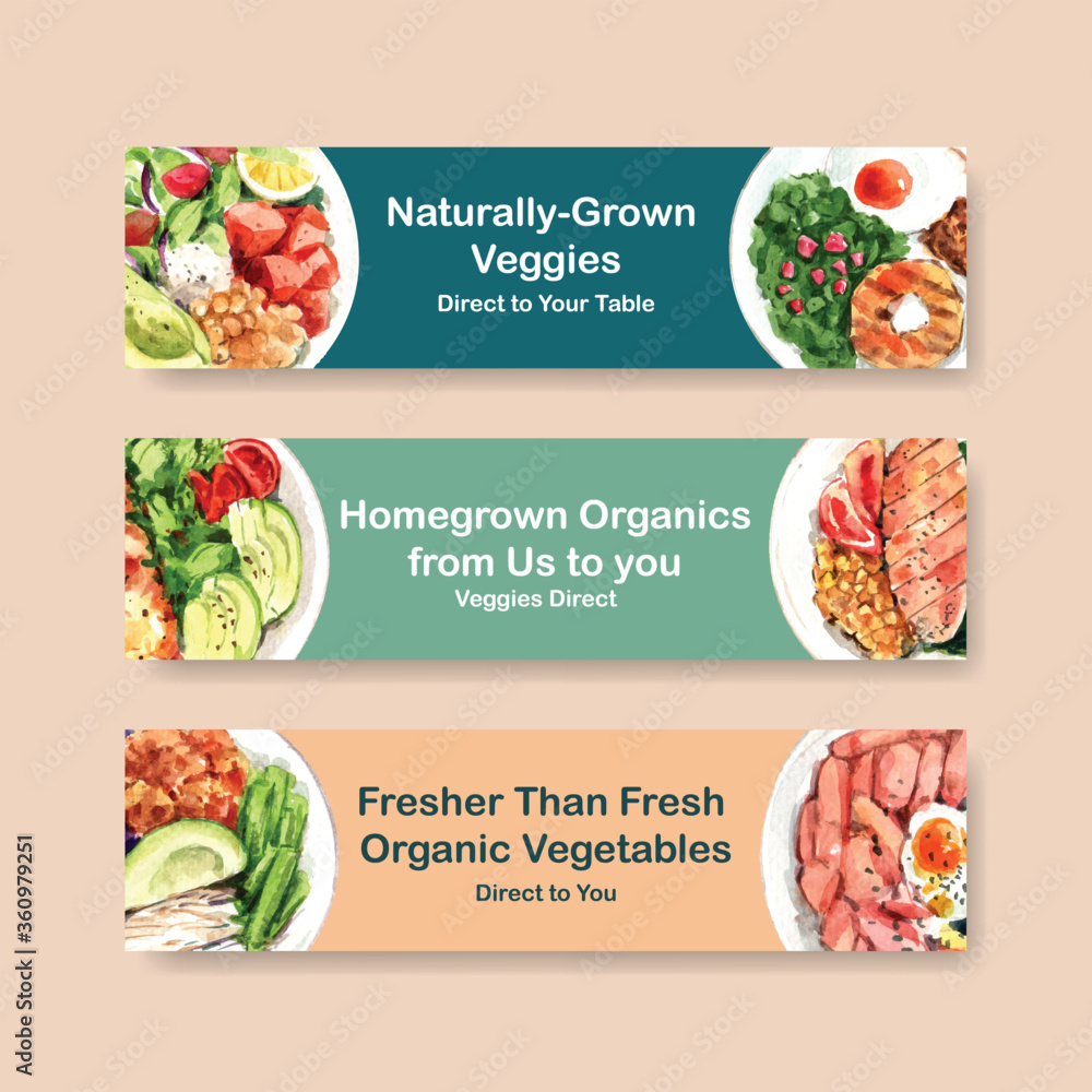 Healthy food banner template design for voucher,brochure and ...