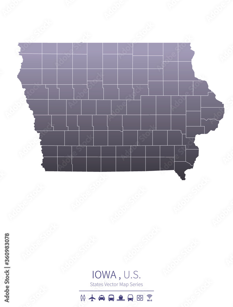 iowa map. us states vector map series. united states map background ...