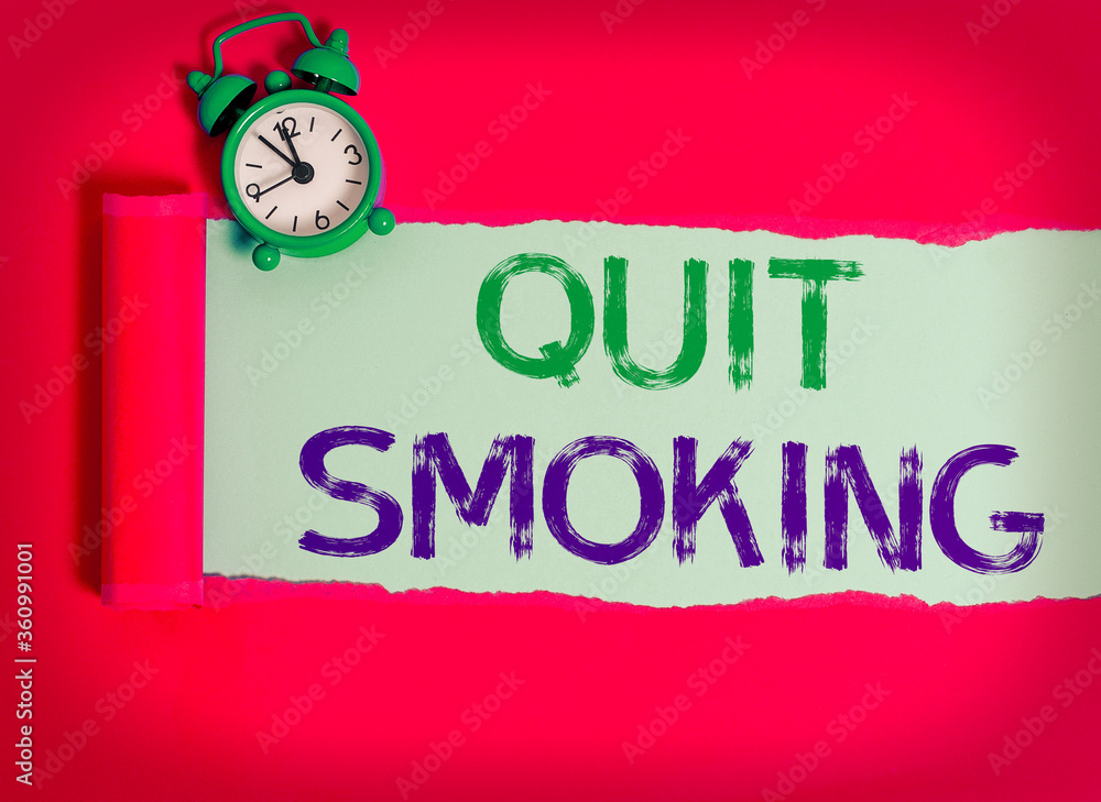 Writing note showing Quit Smoking. Business concept for the process of ...