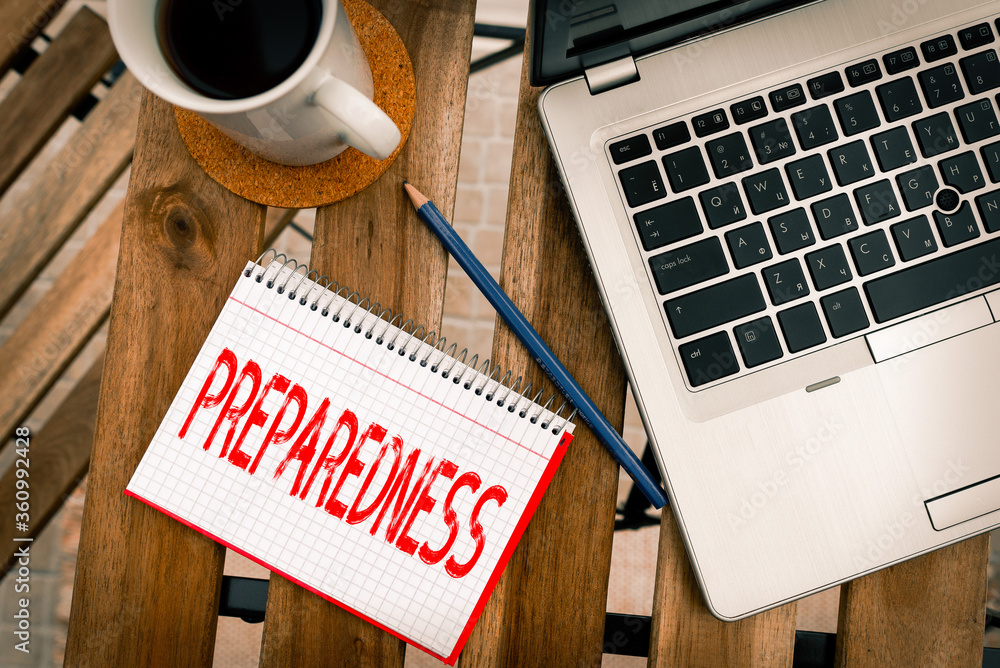 Writing note showing Preparedness. Business concept for quality or ...