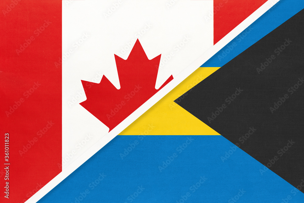 Canada and The Bahamas, symbol of national flags from textile ...