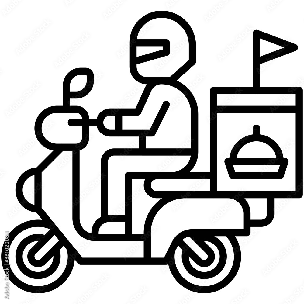 Food delivery rider, Telecommuting or remote work icon Stock Vector ...