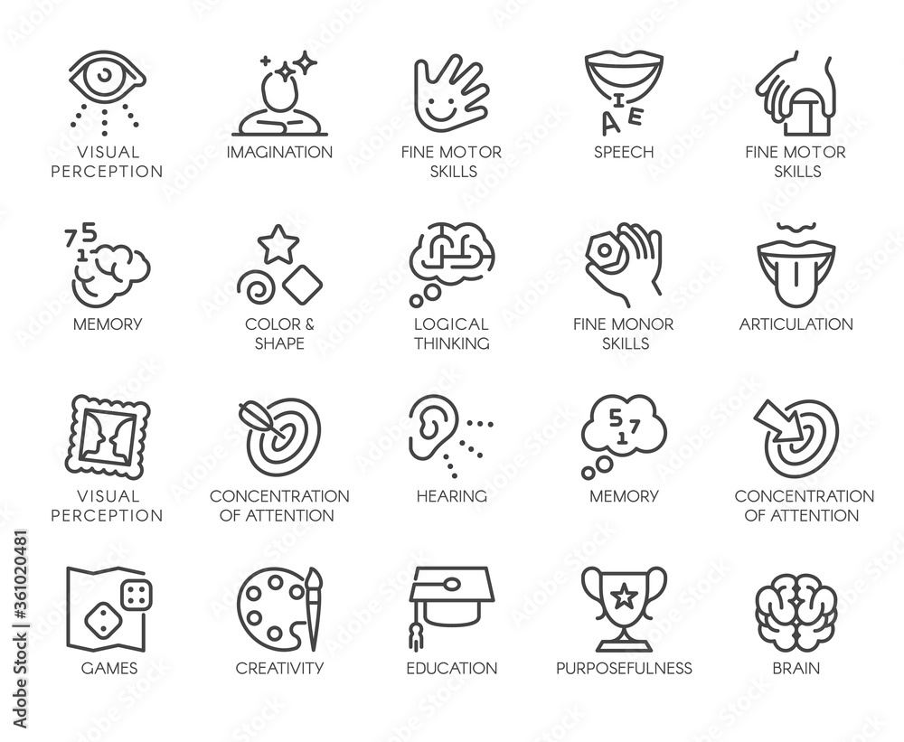 Vetor de Premium Icons Pack on Human Cognitive Abilities and Preschool ... Vetor de Premium Icons Pack on Human Cognitive Abilities and Preschool ...