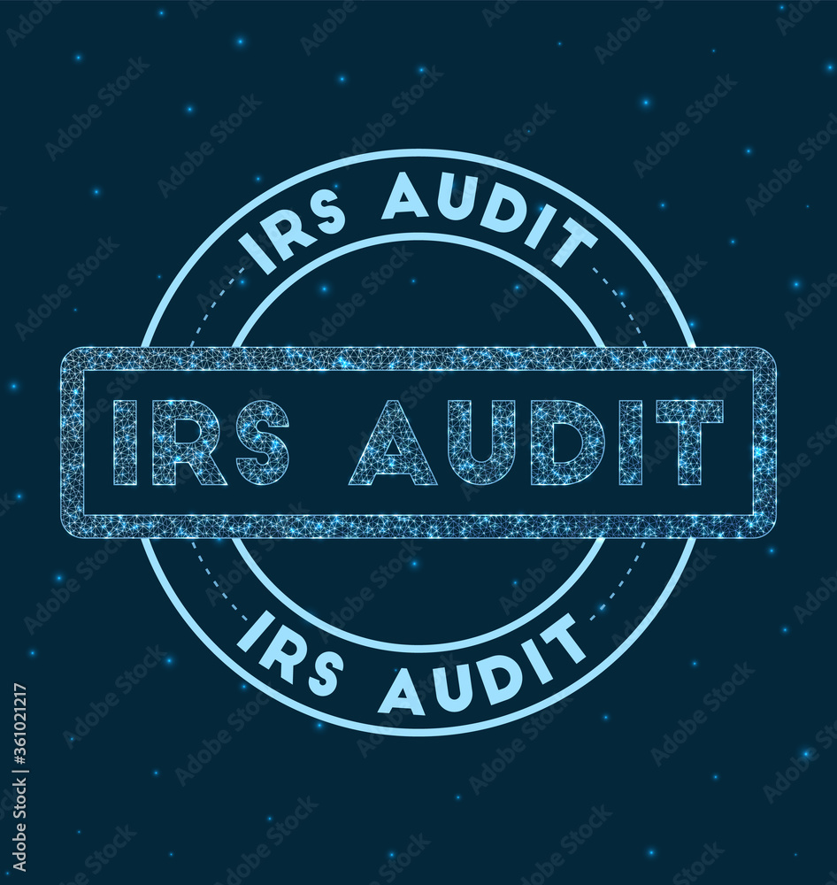 IRS Audit. Glowing round badge. Network style geometric IRS Audit stamp ...