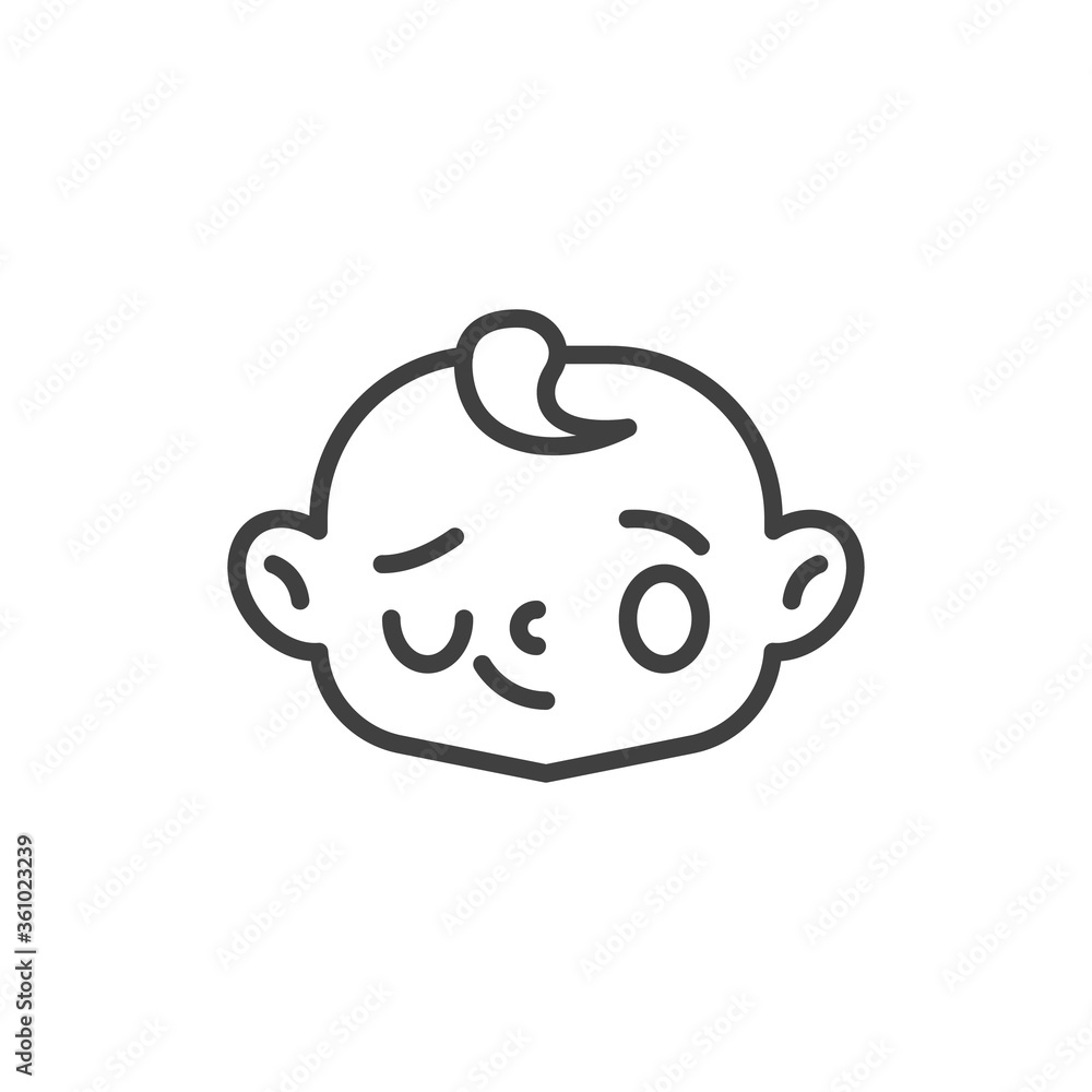 Winking baby face line icon. linear style sign for mobile concept and ...