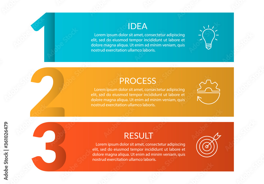 3 steps info graphic with business icons and copy space. Infographics ...