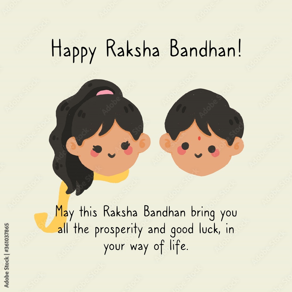 raksha bandhan simple card character hand drawn cute cartoon Stock ...