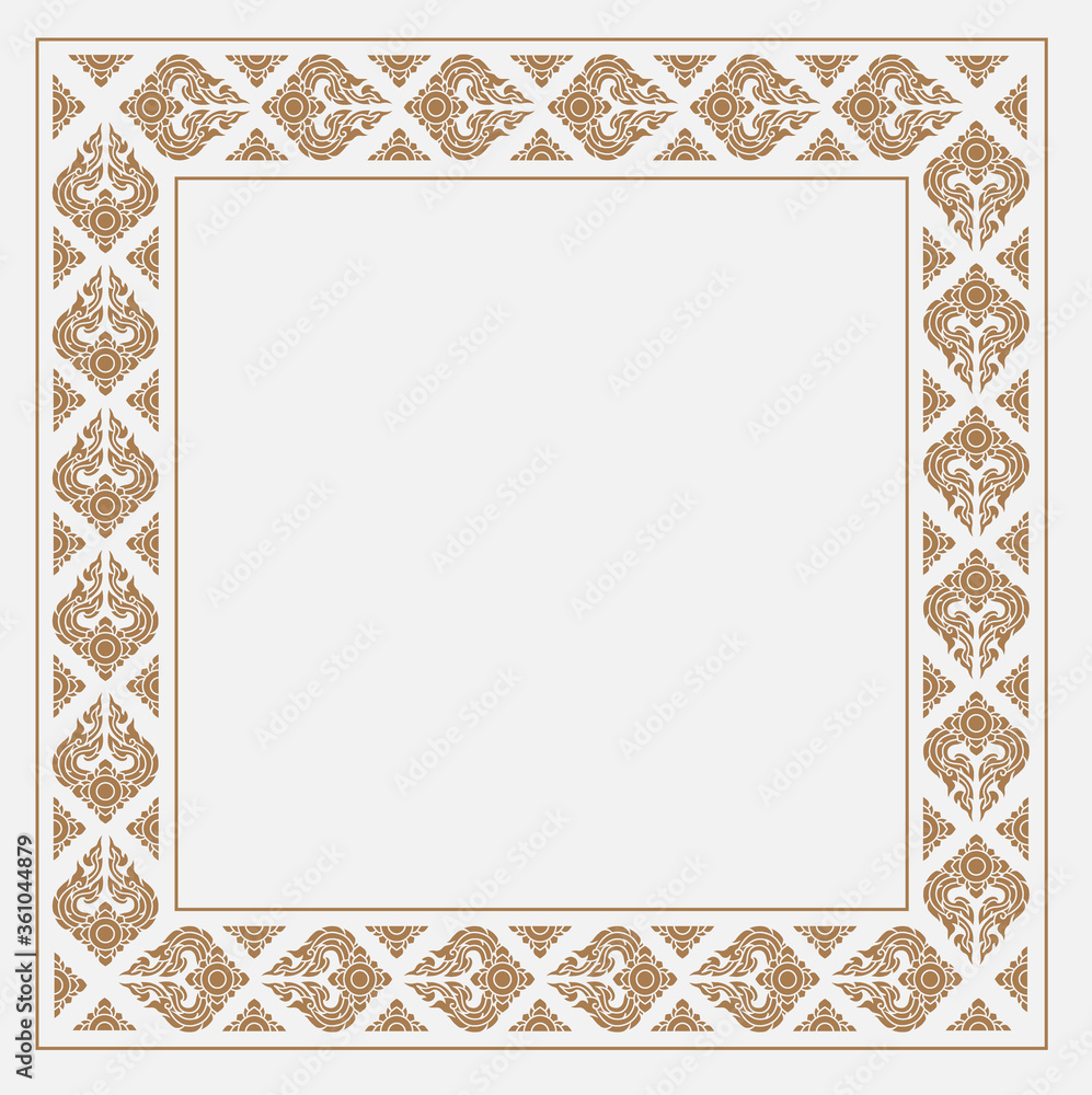 Thai pattern frame on red background for card backdrop and border ...