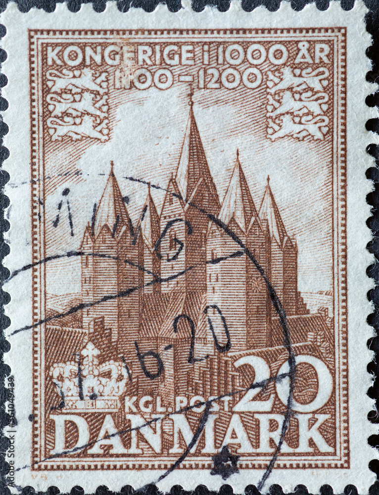 DENMARK - CIRCA 1953: A postage stamp from Denmark showing the church ...