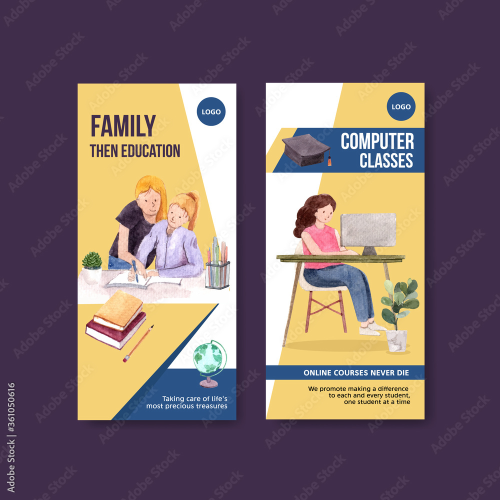 Flyer template with online education design for brochure,leaflet and ...