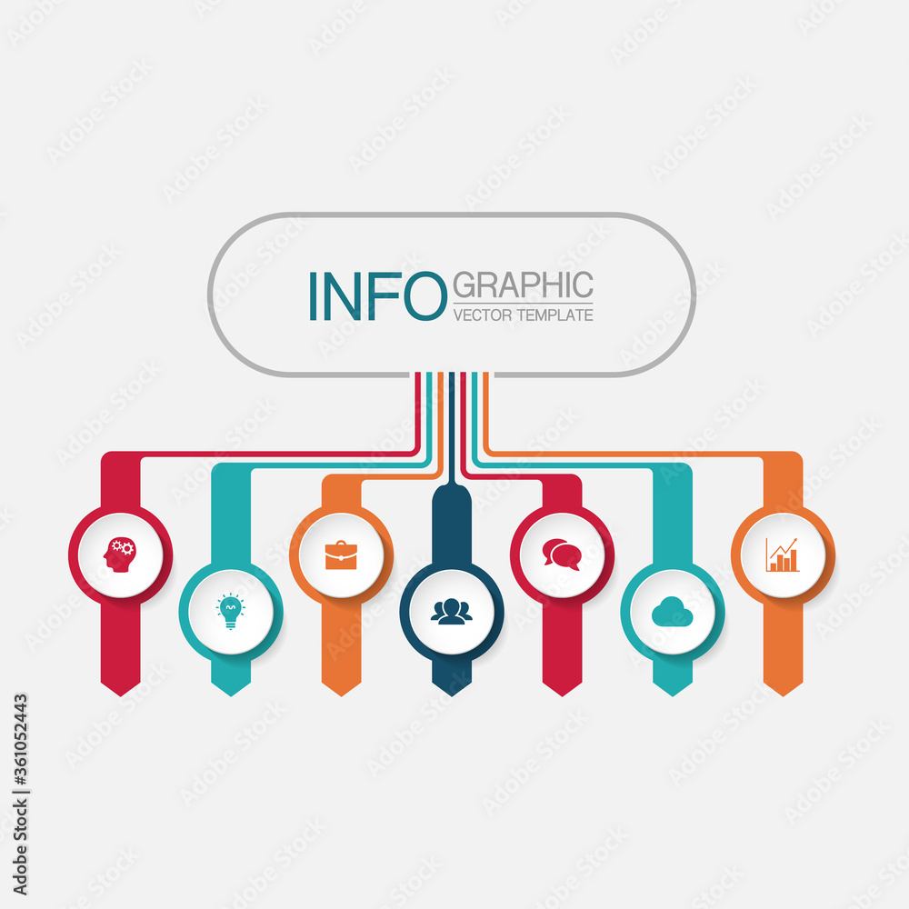 Vector infographic template with 7 steps or options. Data presentation ...
