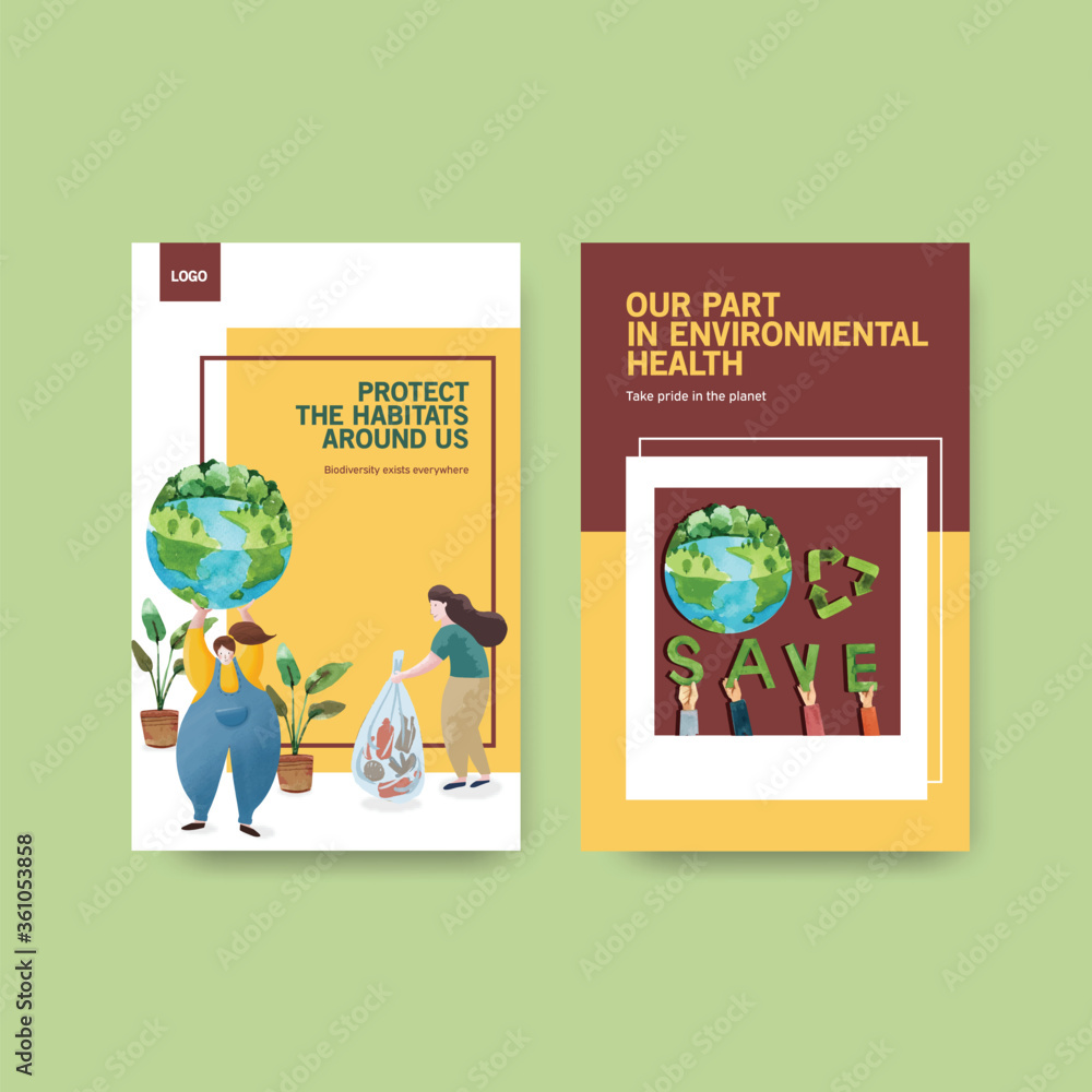 Ebook template design for World Environment Day.Save Earth Planet World ...