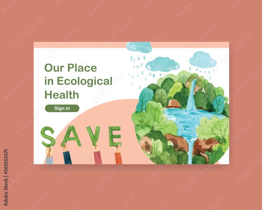 Website template design for World Environment Day.Save Earth Planet ...