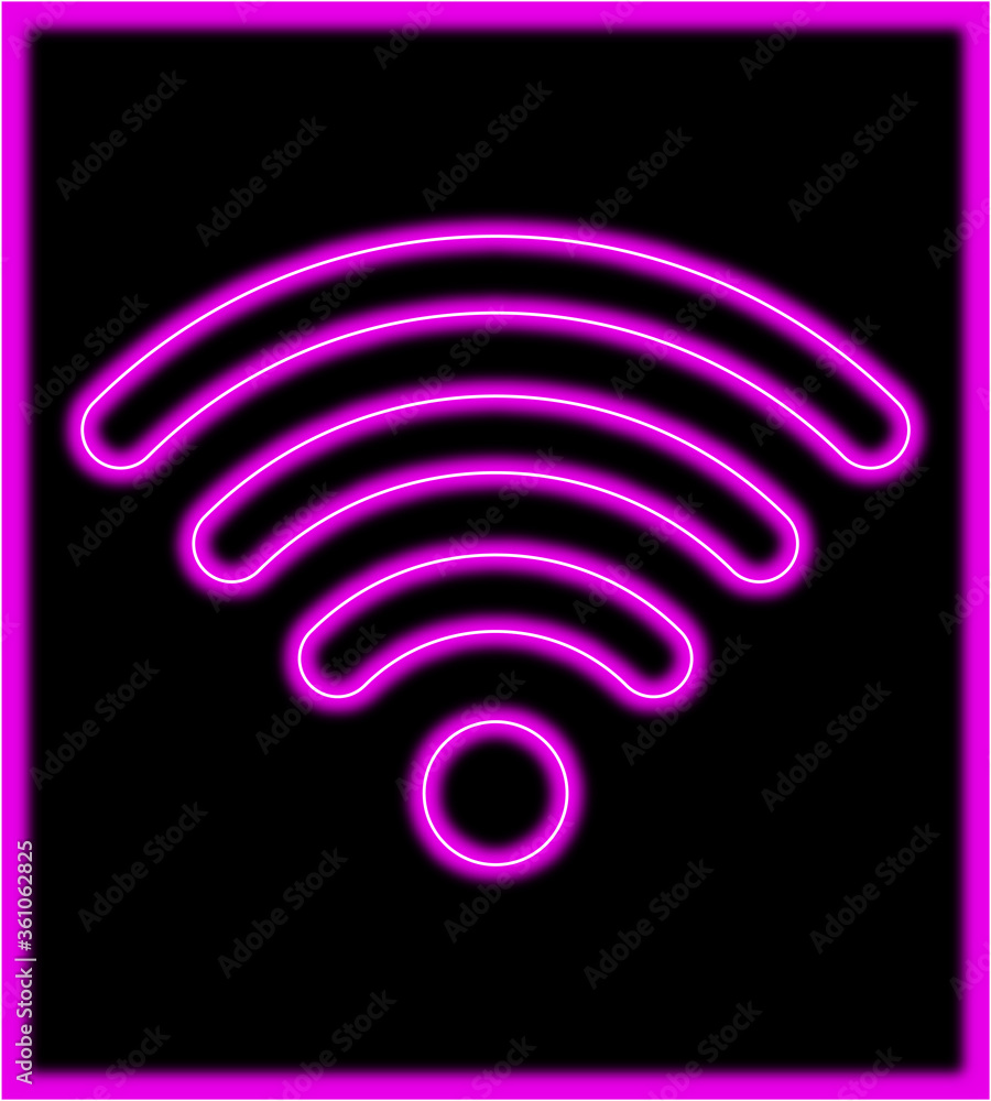 pink wifi logo icon neon illustration black background Stock ...