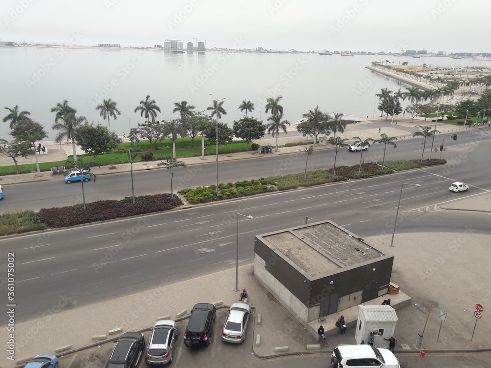 cars on the road, Luanda shore View, Baia de Luanda, Marginal de Luanda ...