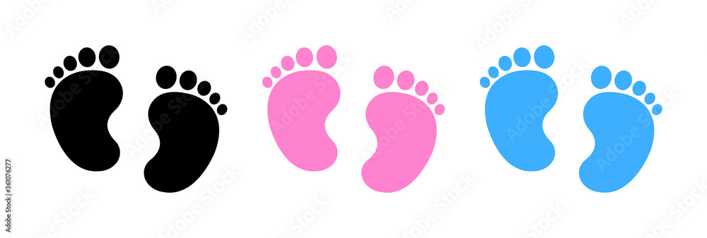 Baby footsteps , baby footprint . Icons footsteps . Footprints black ...