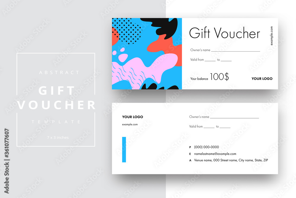 Abstract gift voucher card template. Modern discount coupon or ...
