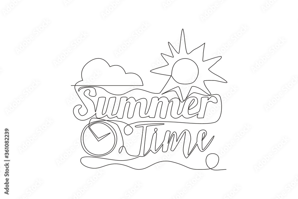 Single continuous line drawing of cute and cool travel holiday ...