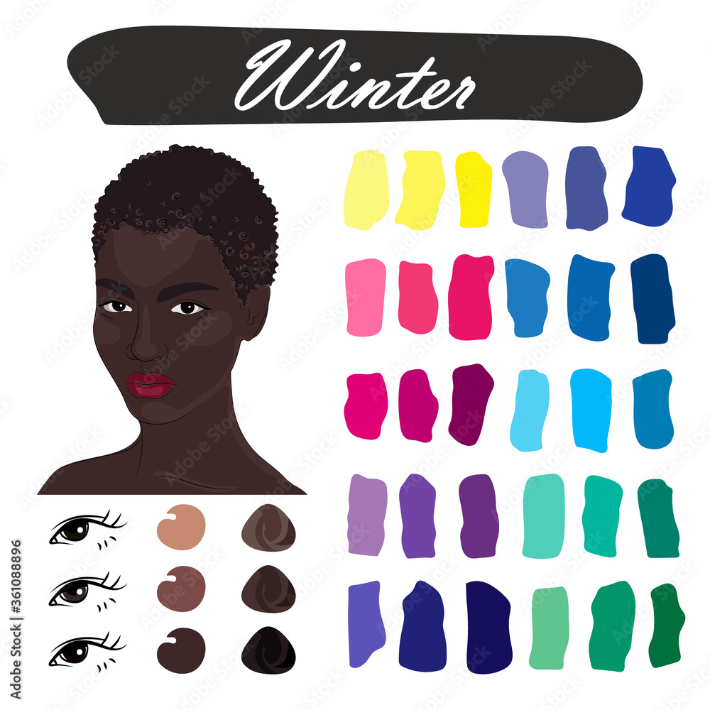 Stock vector color guide. Seasonal color analysis palette for winter ...