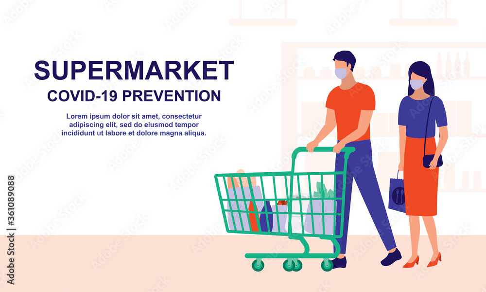 Couple Doing Grocery Shopping At The Supermarket. Marketing, Social ...