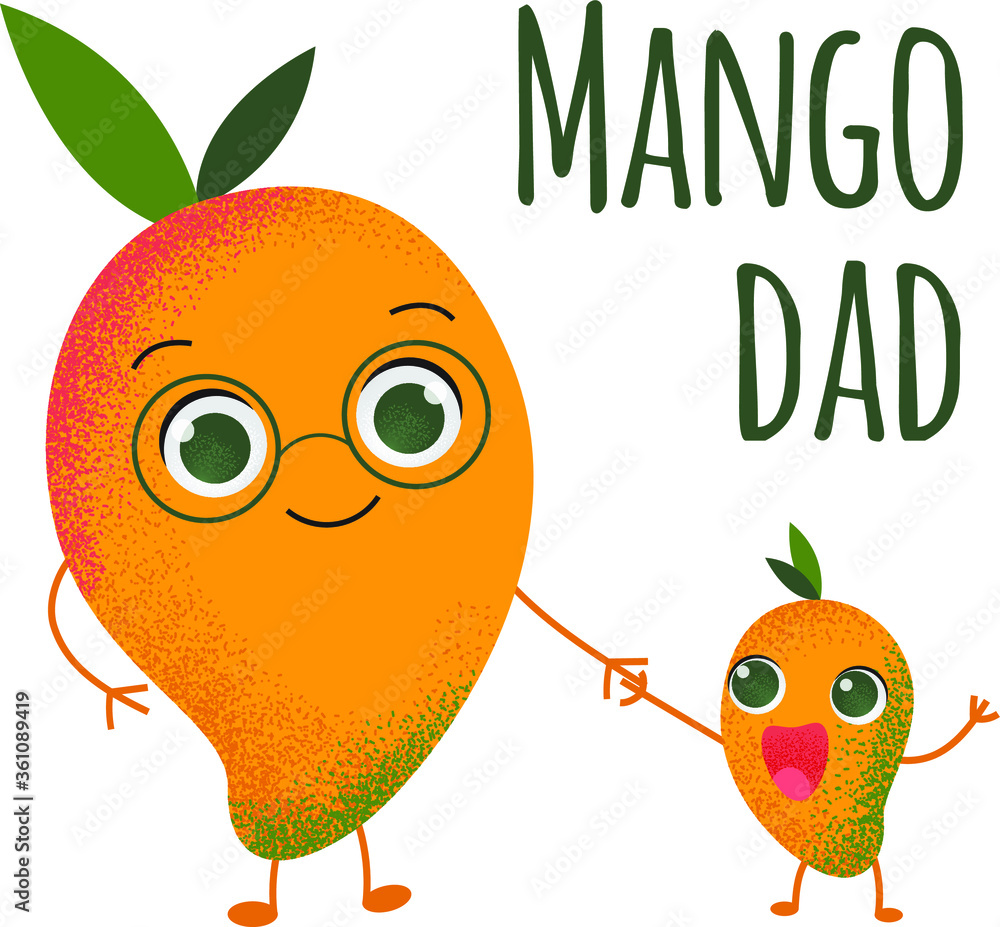 Cartoon Lovely kind yellow illustration of mango dad with glasses and ...