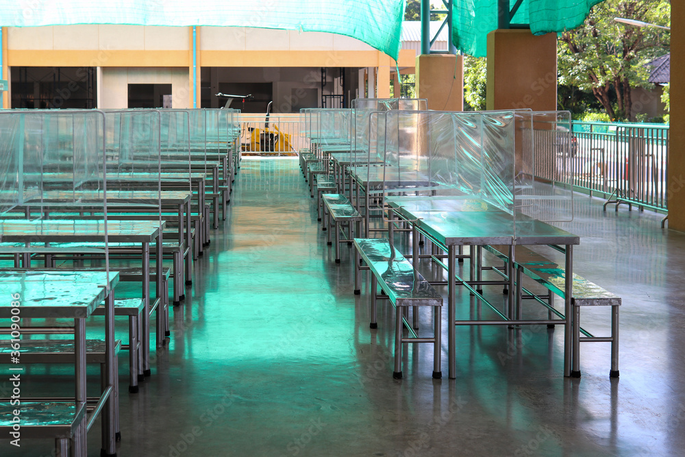 Common dining table Concept of public space use for spacing and ...