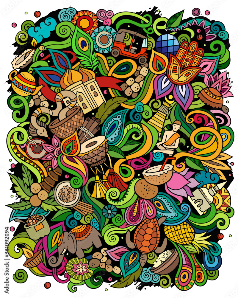 India hand drawn vector doodles illustration. Indian poster design ...