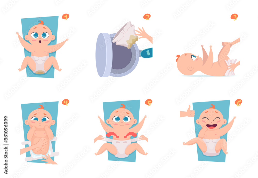 Changing diapers steps. Healthcare medical announce pictures to parents ...