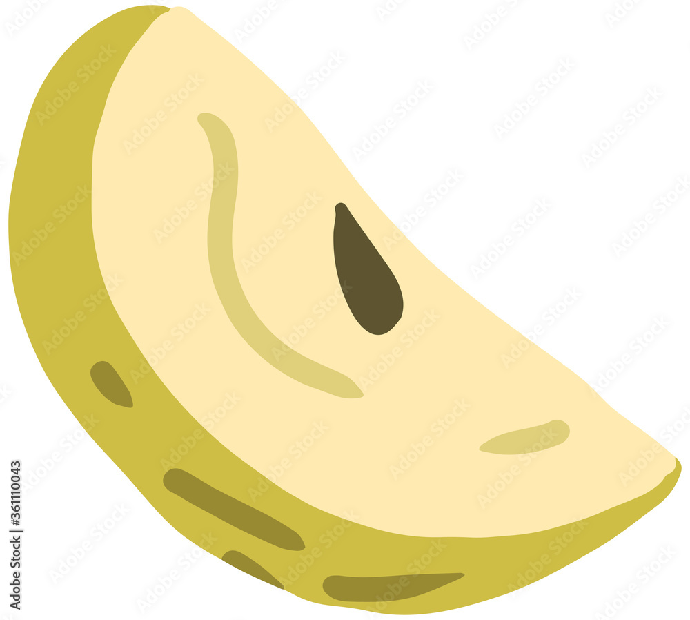 Green apple slice clipart set hand drawn childish flat style isolated ...